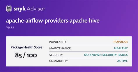 apache airflow providers apache hive python package snyk