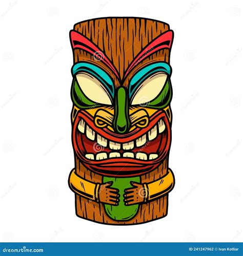 Tiki Idol Collection Totem Vintage Set Vector Cartoondealer Com