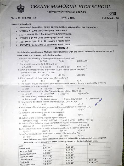 Chem Hy Xi 2022 23 Pdf Molecular Physics Physical Sciences