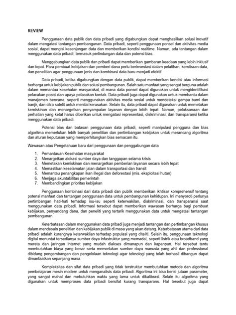 Review Penggunaan Data Publik Dan Data Pribadi Pdf