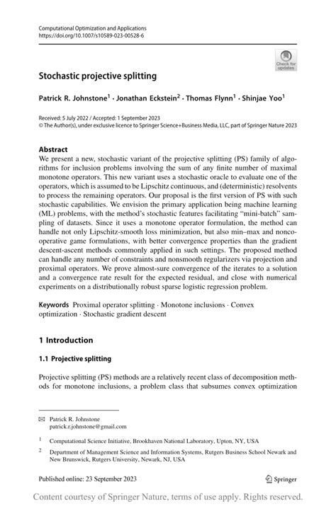 Stochastic Projective Splitting Request Pdf