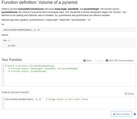 Solved Function Definition Volume Of A Pyramid Define A Chegg