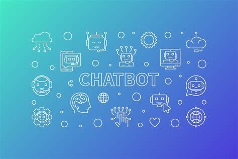 Chatbot Concept Line Horizontal Banner Vector Artificial Intelligence Chatbot Illustration