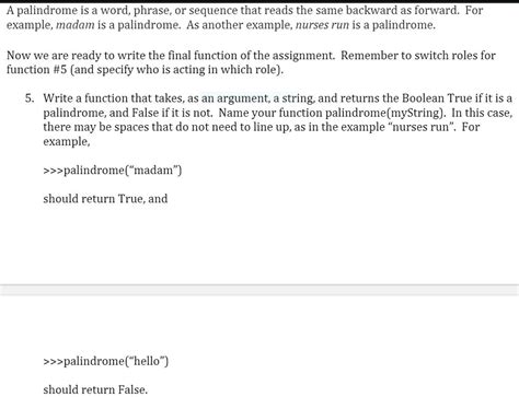 Solved A Palindrome Is A Word Phrase Or Sequence That