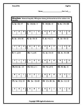 Inequalities Graphing And Solving One And Two Step Inequalities Bundle