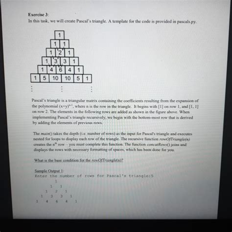 Solved Exercise In This Task We Will Create Pascal S Chegg