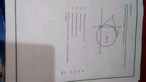 question 2in the diagram below o 0 0 and n 2 y are two points on the