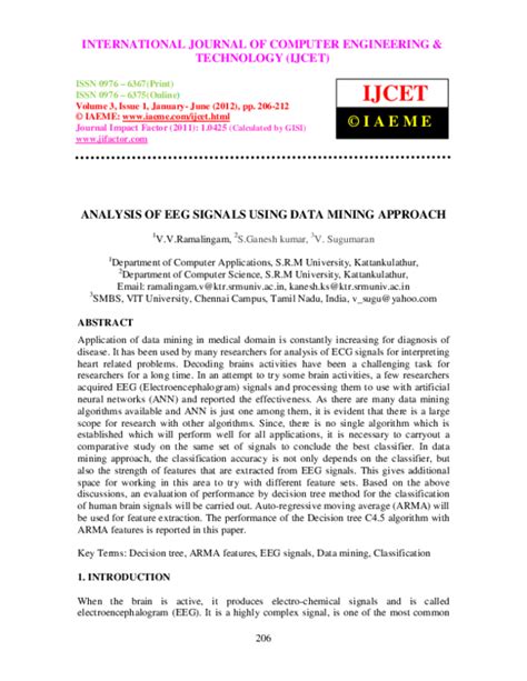 Pdf Analysis Of Eeg Signals Using Data Mining Approach