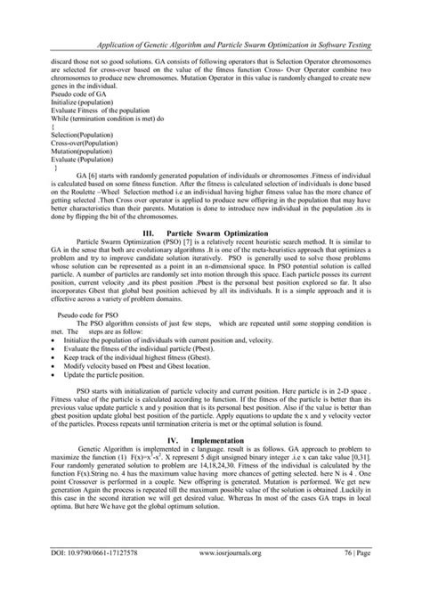 Application Of Genetic Algorithm And Particle Swarm Optimization In