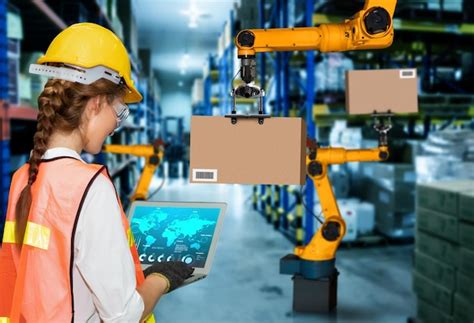 Premium Photo Smart Robot Arm Systems For Innovative Warehouse And Factory Digital Technology