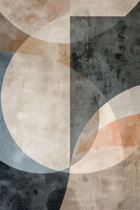 Abstract Art With Textures Overlapping Colors And Shapes In Gray Beige And Brown Tones