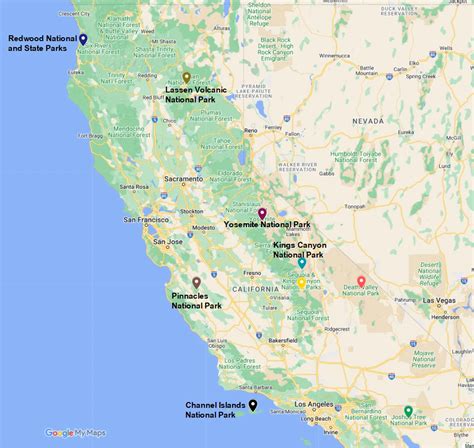 List Of National Parks In California And Map