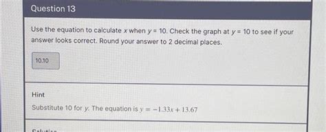 Solved Question Use The Equation To Calculate X When Y Chegg Com