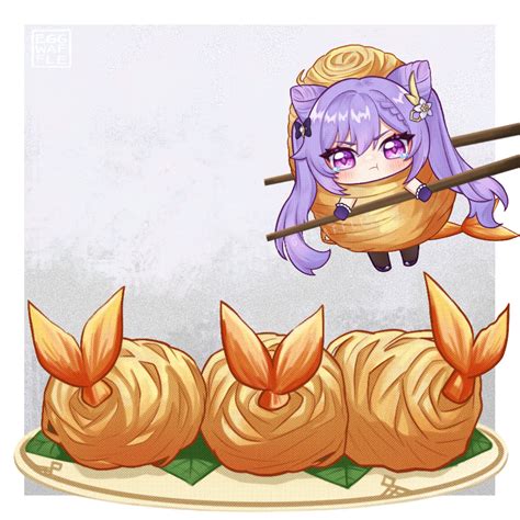 Kwek Kwek Keqing Genshin Impact Genshin Impact Adversarial Noise Girl T Blush Chibi