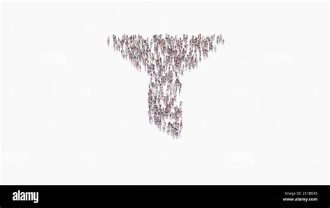 3d Rendering Of Crowd Of Different People In Shape Of Symbol Of
