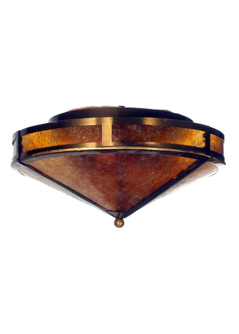 Meyda Tiffany 81664 Mission Prime 2 Light 16 Wide Flush Mount Ceiling Fixture Brass