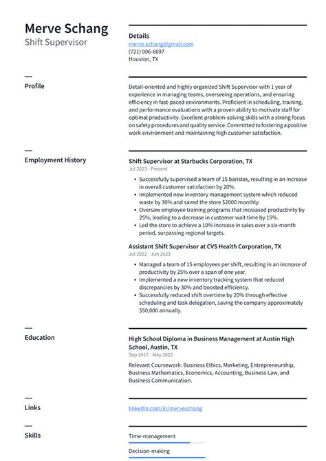 Starbucks Shift Supervisor Resume Examples Resumecat