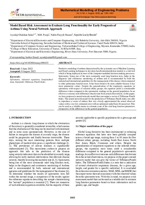 Pdf Model Based Risk Assessment To Evaluate Lung Functionality For