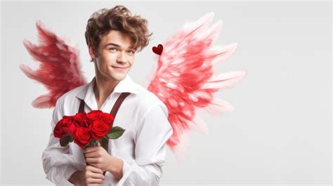 Premium Photo Man In A Cupid Costume On A White Background