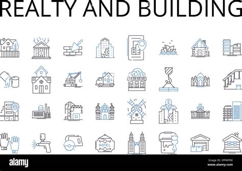 Realty And Building Line Icons Collection Property And Estate Home