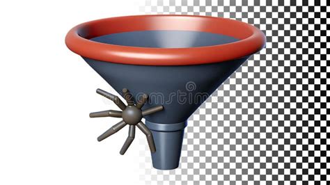 3d funnel filter tool and pouring device icon for science and kitchen