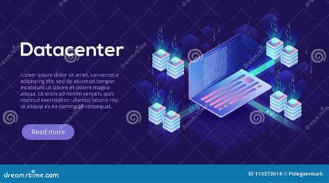 Datacenter Isometric Vector Illustration Abstract 3d Hosting Se Stock