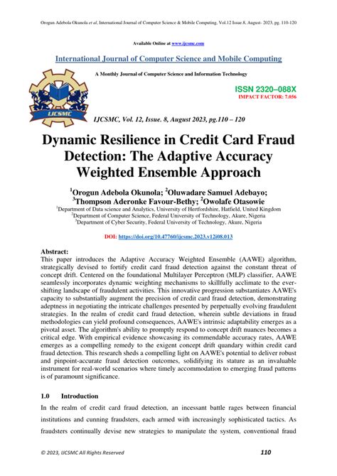 Pdf Dynamic Resilience In Credit Card Fraud Detection The Adaptive
