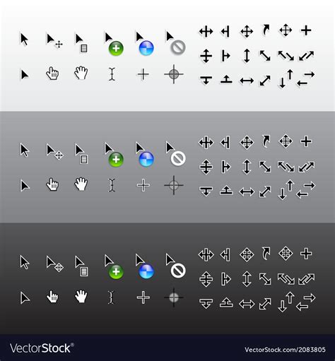 Set Of Isolated Mouse Pointer Cursors Royalty Free Vector