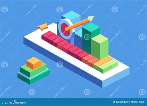 Isometric Illustration Of A Progress Bar With Target And Arrow Indicating Completion Progress
