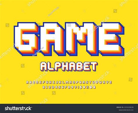Pixel Style Font Design Uppercase Numbers Stock Vector Royalty Free 2153239239 Shutterstock