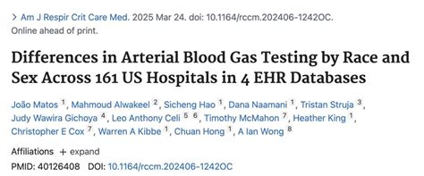 Abg Testing Disparities By Race And Sex In Us Hospitals João Matos Posted On The Topic Linkedin