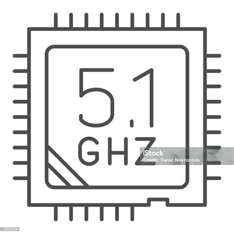 Modern Powerful Processor Thin Line Icon Computer Microchip Cpu Overlock Symbol Outline Style