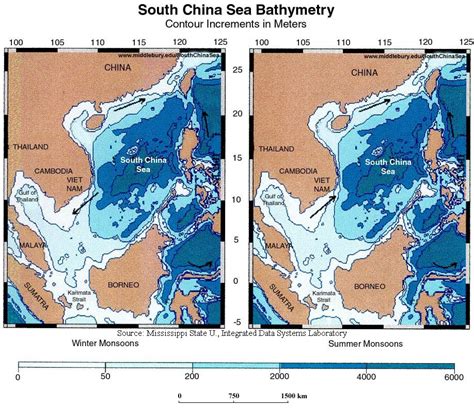 Bathymetry Contour Increments In Meters The South China Sea