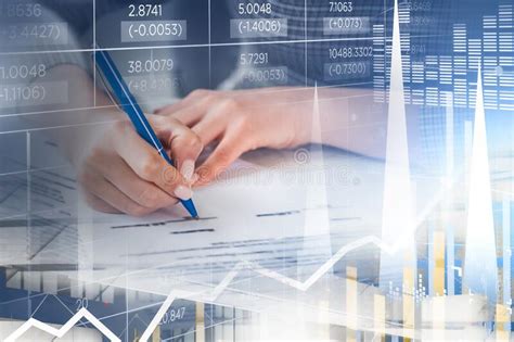 Businesswoman Sign A Contract Chart With Numbers And Graphs Stock Photo Image Of Increase