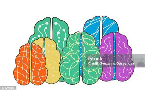 Neurodiversity Symbol Brainstorming Creative Thinking Sign Colorful Human Minds Metaphor Vector