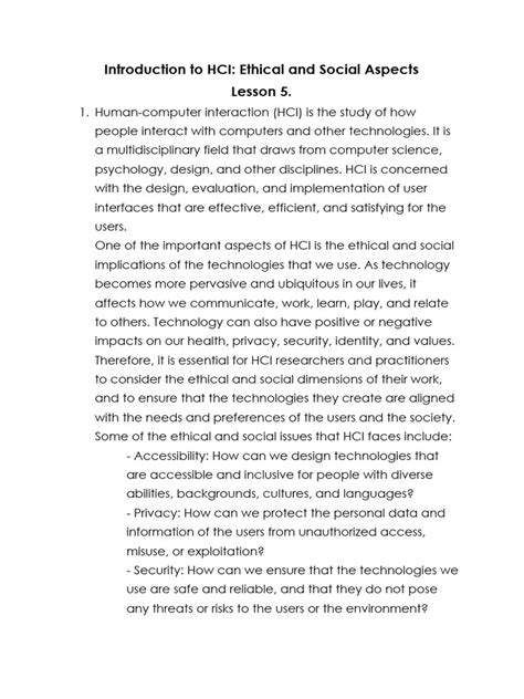 introduction to hci ethical and social aspects pdf human computer