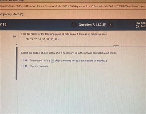 Solved Find The Mode For The Following Group Of Data Items Chegg Com