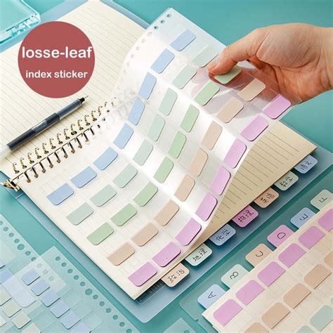4 Sheets Loose Leaf Index Label Sticker Classification Stickers Book Marker Signs Sticky Note