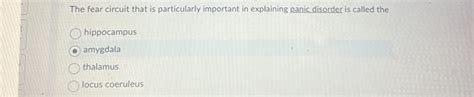 Solved The Fear Circuit That Is Particularly Important In