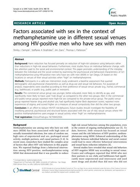 PDF Factors Associated With Sex In The Context Of Methamphetamine Use In Different Sexual