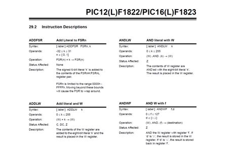 Documentation Where To Find Full Details Of Pic12f1822 Assembly Code