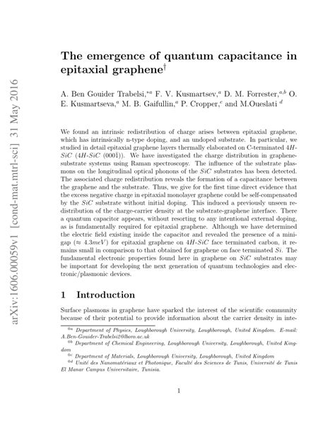 Pdf The Emergence Of Quantum Capacitance In Epitaxial Graphene