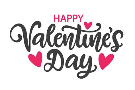 해피 발렌타인 데이 타이포그래피 배너 손으로 쓴 손글씨 인사말 카드 2 월 14 일 현대 서예 텍스트 로맨틱한 휴일 비문 귀여운 빈티지 스타일 2월에 대한 스톡 벡터 아트