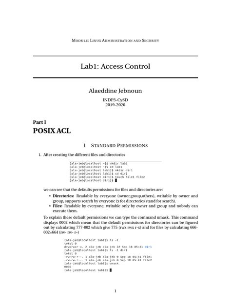 lab1 access control posix acl pdf secure shell secure communication