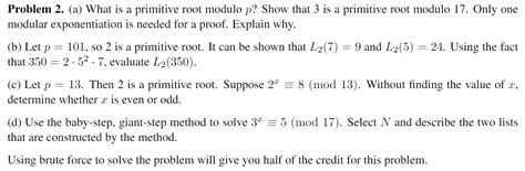 solved problem 2 a what is a primitive root modulo p