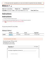 Midterm CSC Data Structure Algorithm Analy SECTION Pdf This Quiz Has Been Regraded