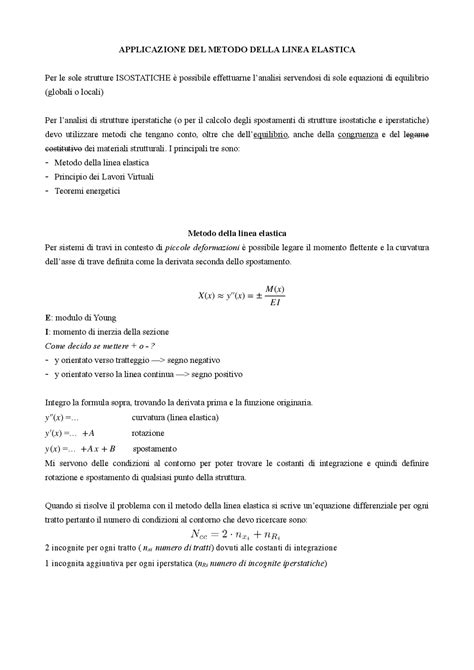 Metodo Della Linea Elastica Schemi E Mappe Concettuali Di Scienza Delle Costruzioni Docsity