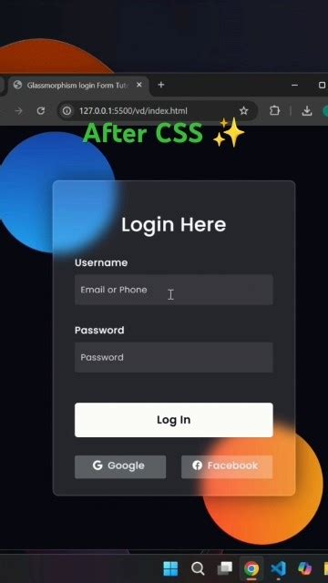 before and after css glassmorphism login form shorts css coding htmlcss webdesign youtube