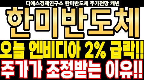한미반도체 주가전망 오늘 엔비디아 2 급락 주가가 조정받는 이유 Feat디에스경제연구소 케빈 Youtube