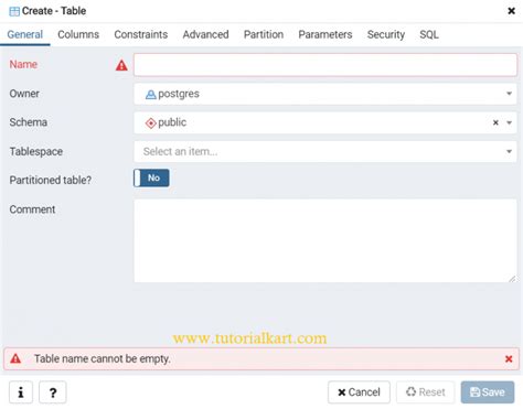 PostgreSQL CREATE TABLE